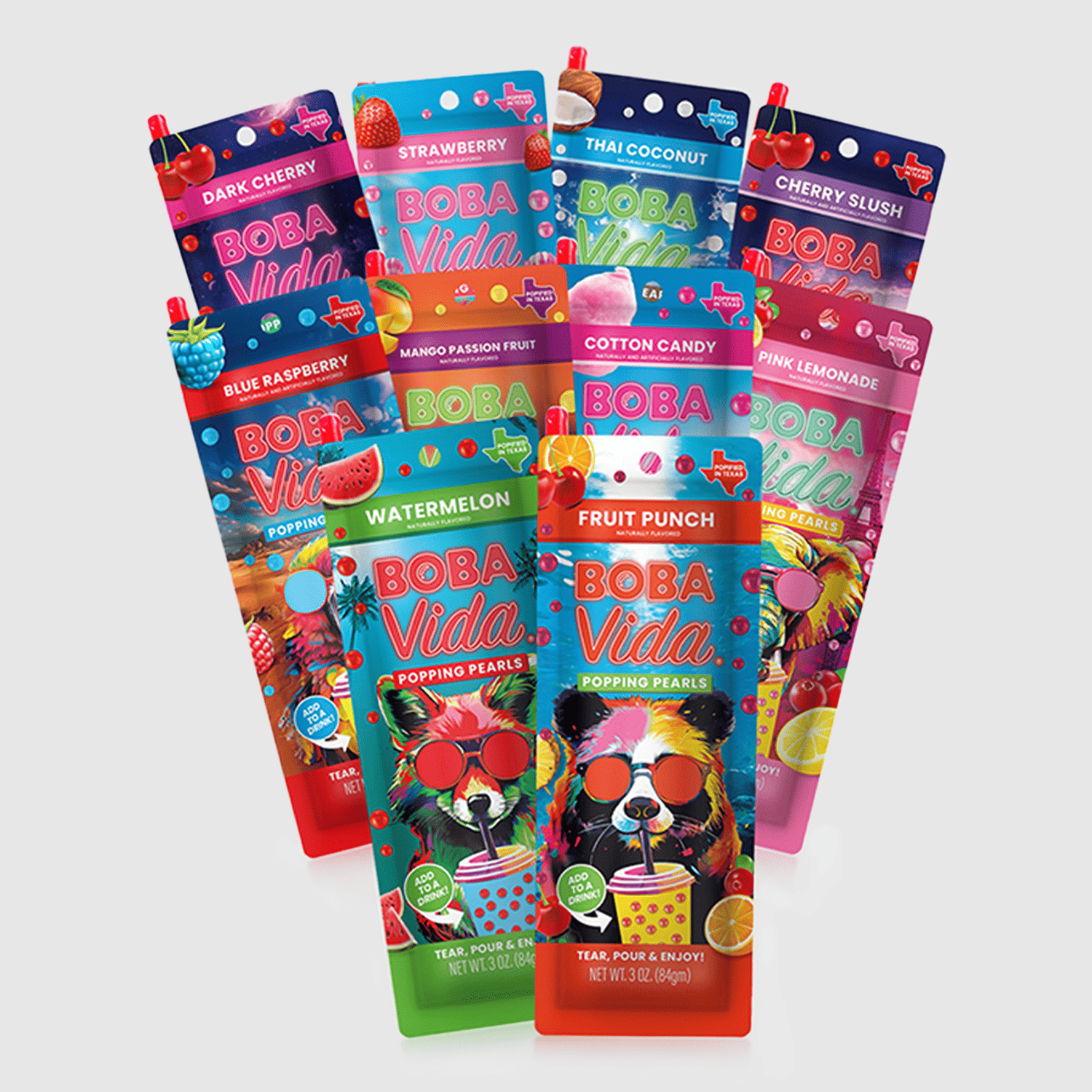 Assorted Popping Boba (10 Pouches) – 10 Pouches, Mixed Fruit Flavors ...