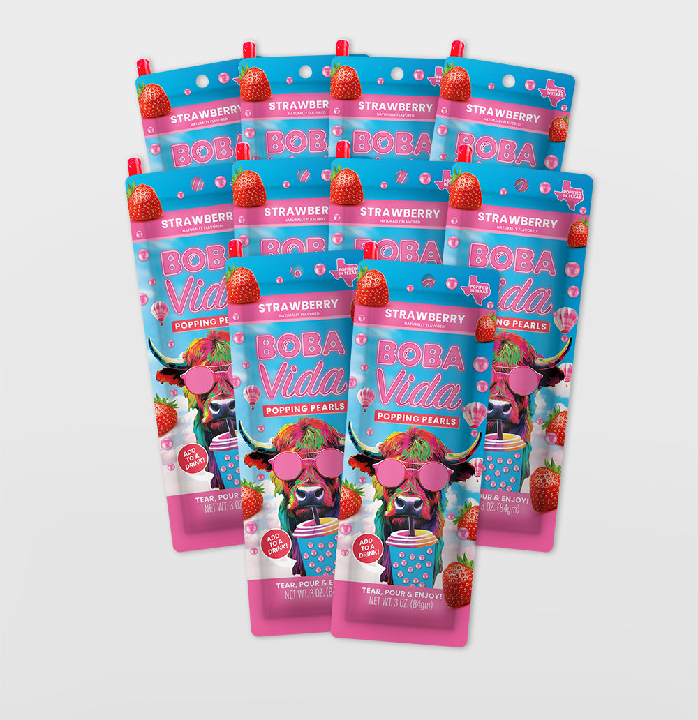 Strawberry Popping Boba (10 pouches) | Boba Vida