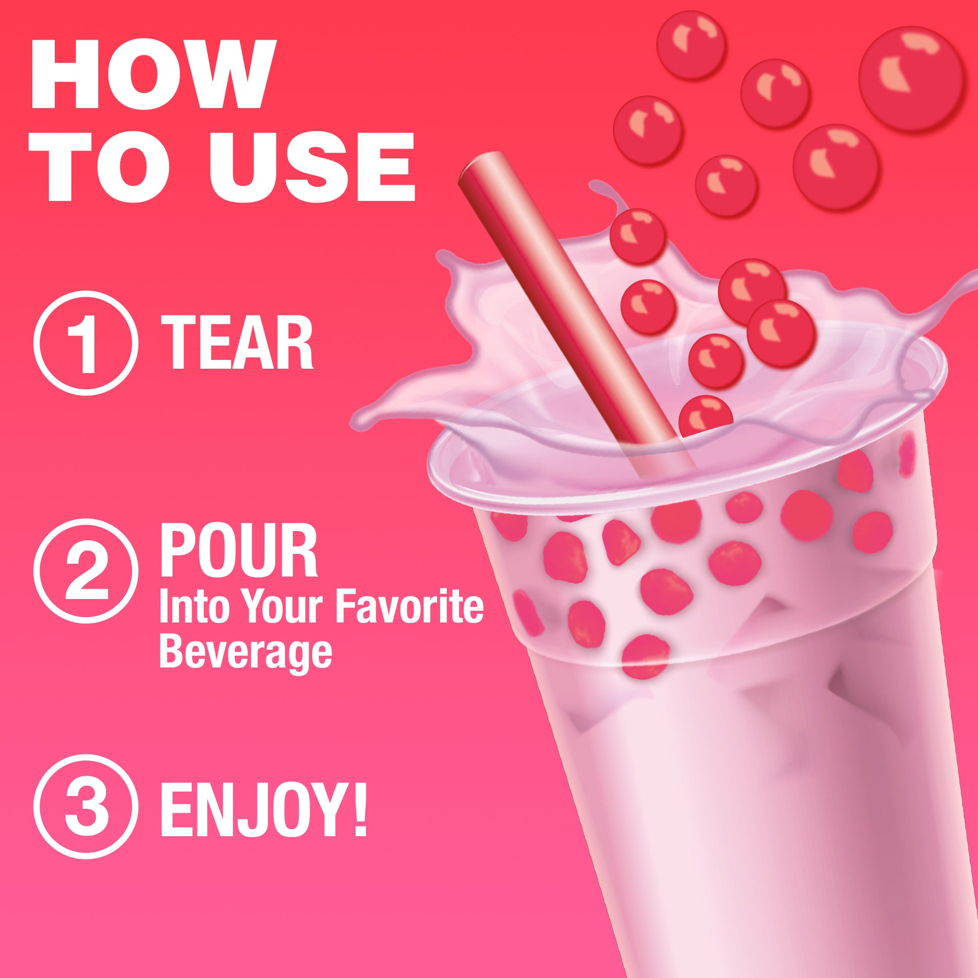 Strawberry Popping Boba (10 pouches) | Boba Vida