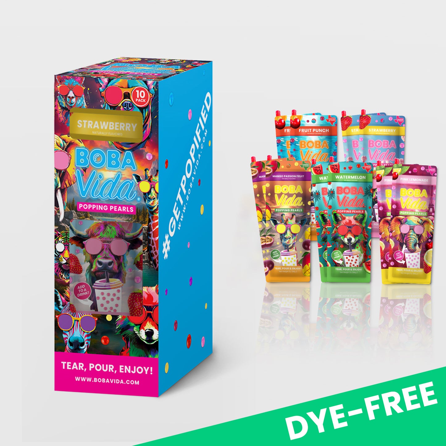 Buy Dye Free Assorted Popping Boba (10 pouches) | Boba Vida