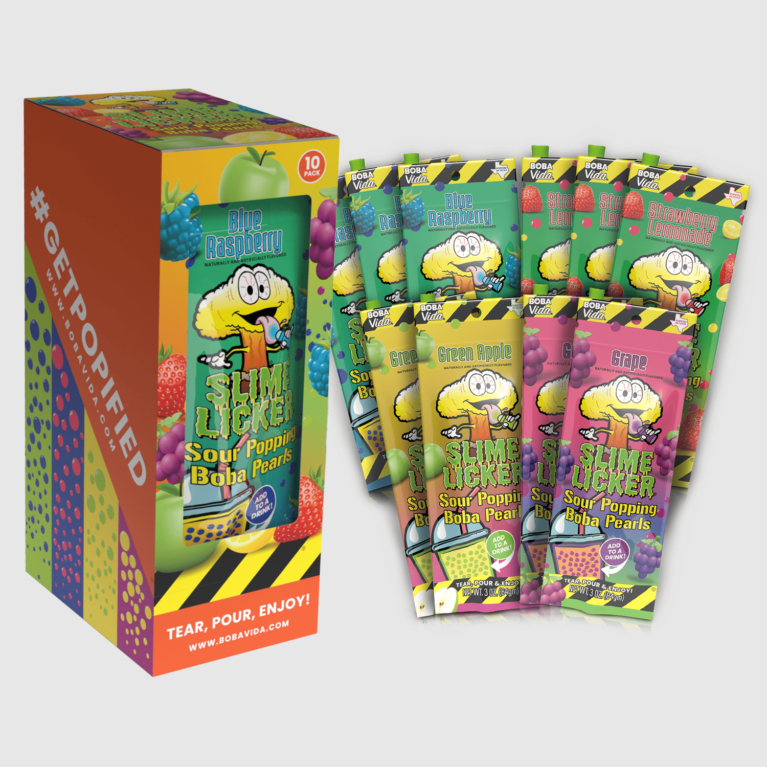 Sour Slime Licker® Variety Boba (10 Pouches) – 10 Pouches of Sour ...